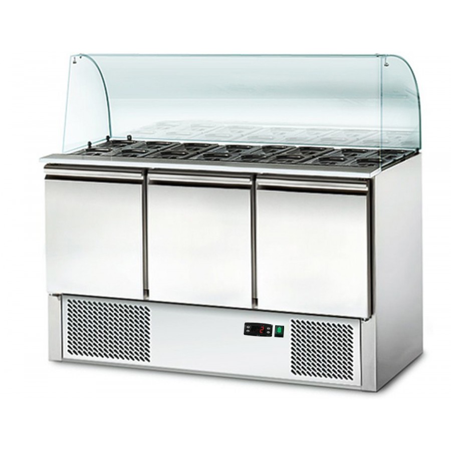 Saladette compacte vitrée / 3 portes - Sud CHR